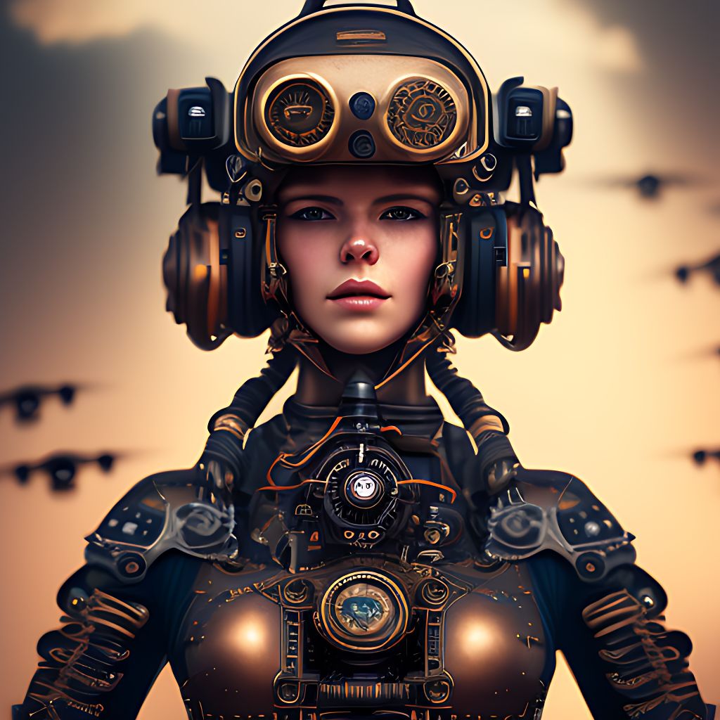 antonio: Steampunk Drone pilot girl. High-detailed, professional painting.