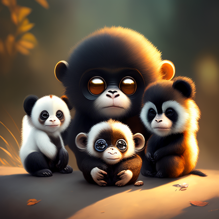 Pandas Sitting Together Cute