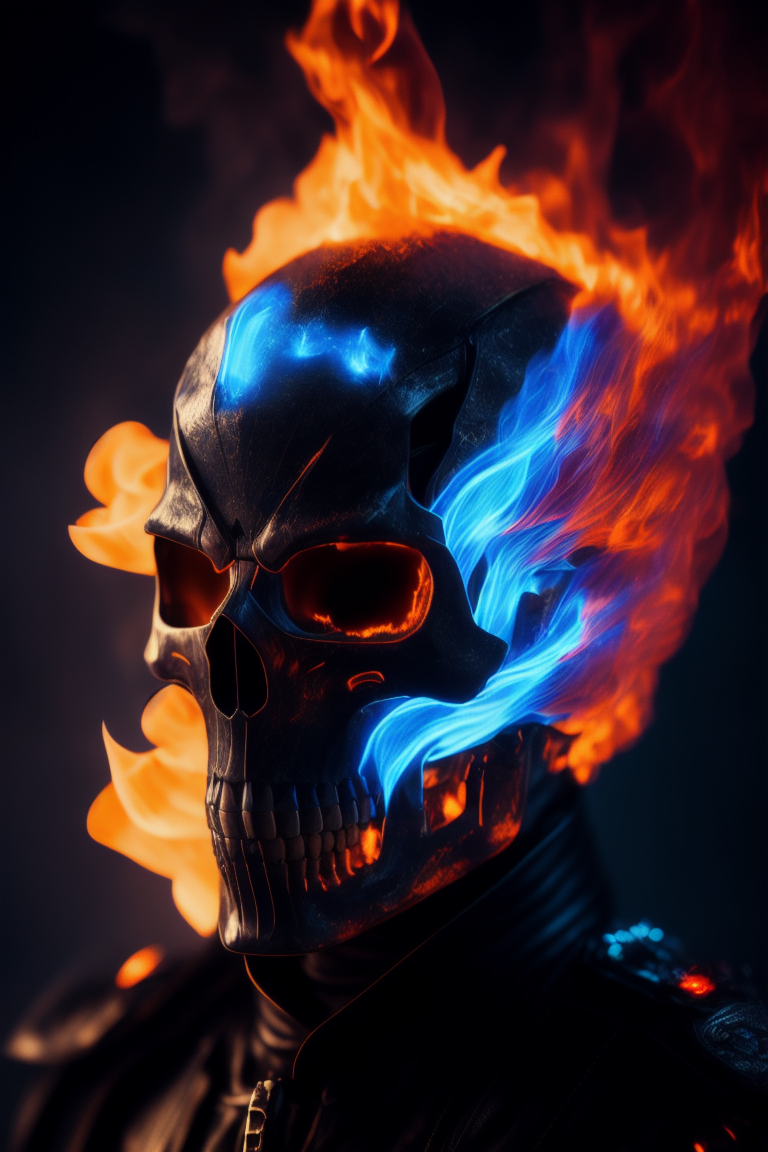 Blue Fire Skull Png