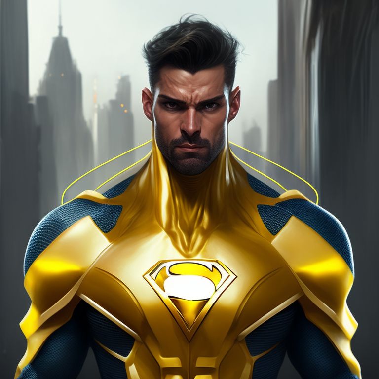 all-kudu535: a male superhero called fast with yellow suite in full height