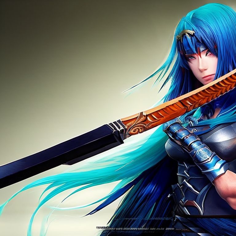 Anime Guy With Blue Hair And Sword
