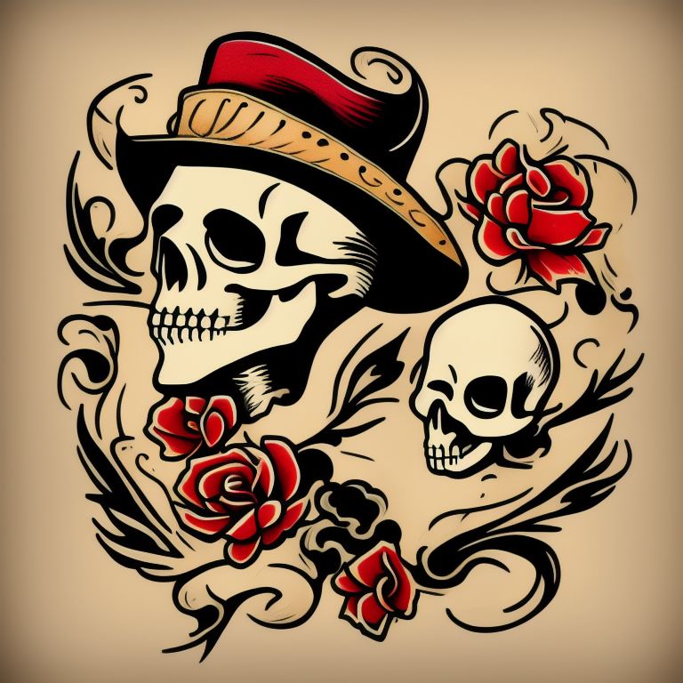 Sailor Jerry Skull Tattoo Flash