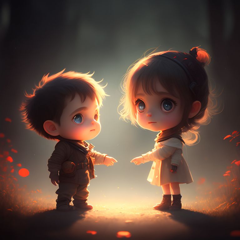 Chibi Couple Holding Hands Template