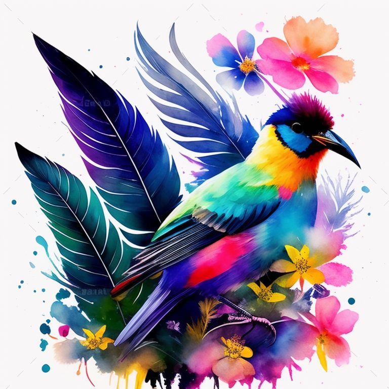 Ink Splatter Bird Tattoo