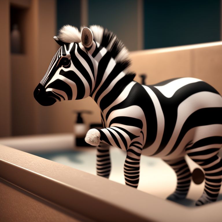 nifty-hare505: Picture a cute zebra taking a bath in the bathroom