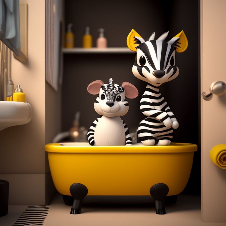 nifty-hare505: A cartoon character portrays a cute zebra taking a bath ...