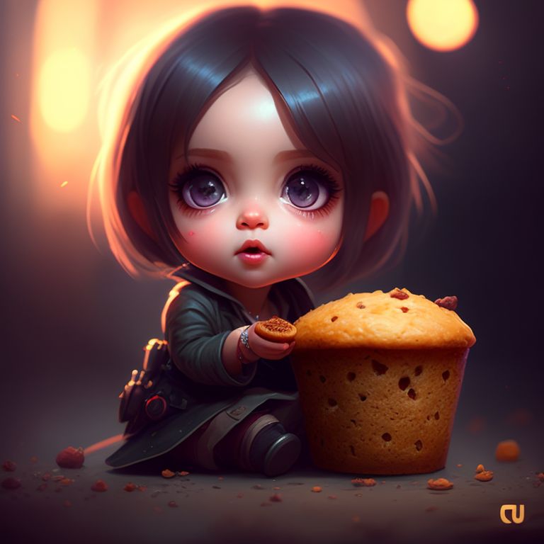 Chibi Eating Cupcake