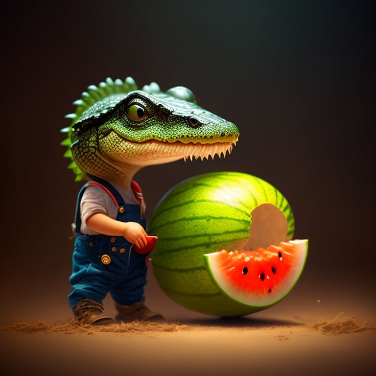 pastel-skunk778: Alligator wearing overalls pants with a straw hat ...
