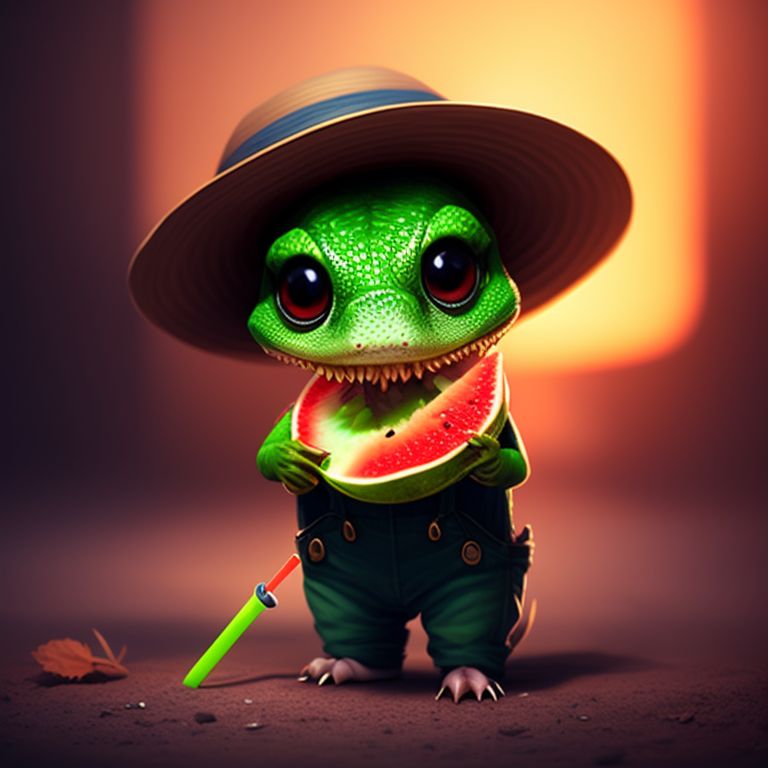pastel-skunk778: Alligator wearing overalls pants with a straw hat ...