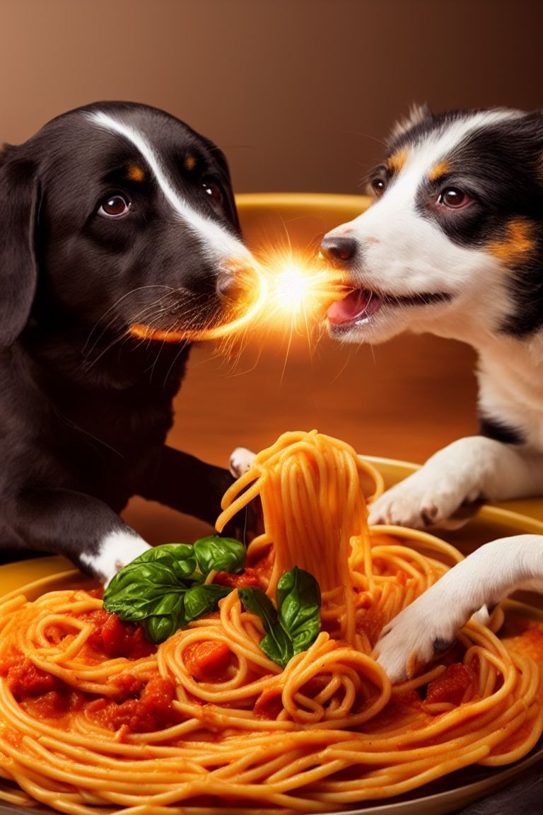 Dogs Eating Spaghetti