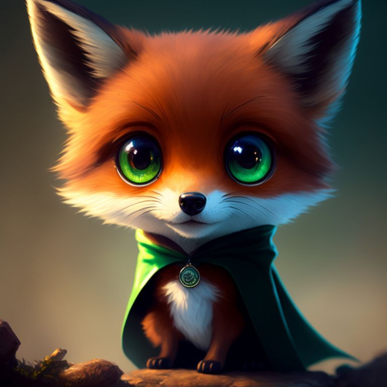 Cute Cartoon Fox With Big Eyes