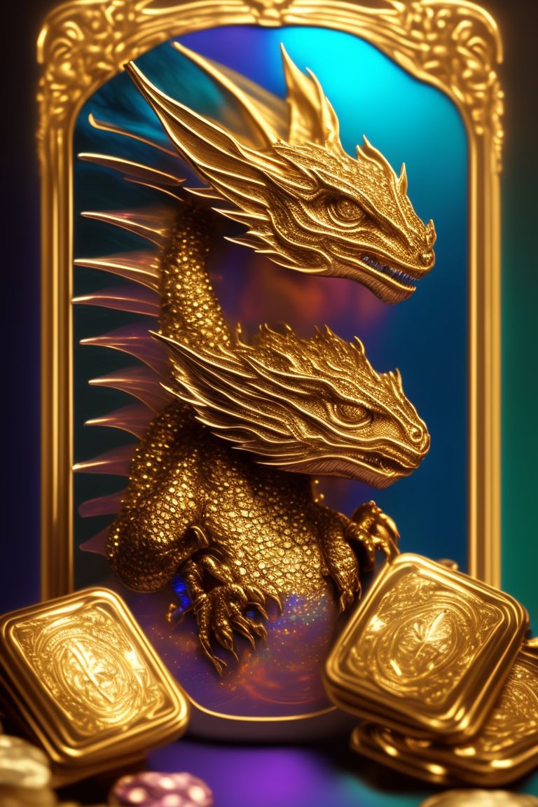 bmg: Baby dragon on a pile of gold coins and jewelry