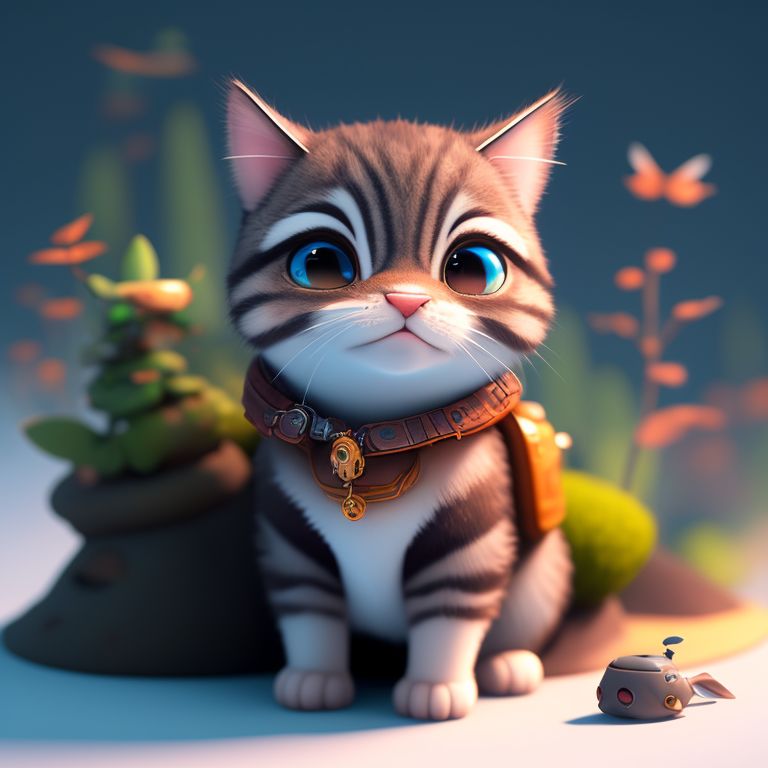 our-walrus436: smilling realistic cat on a white background cartoon style