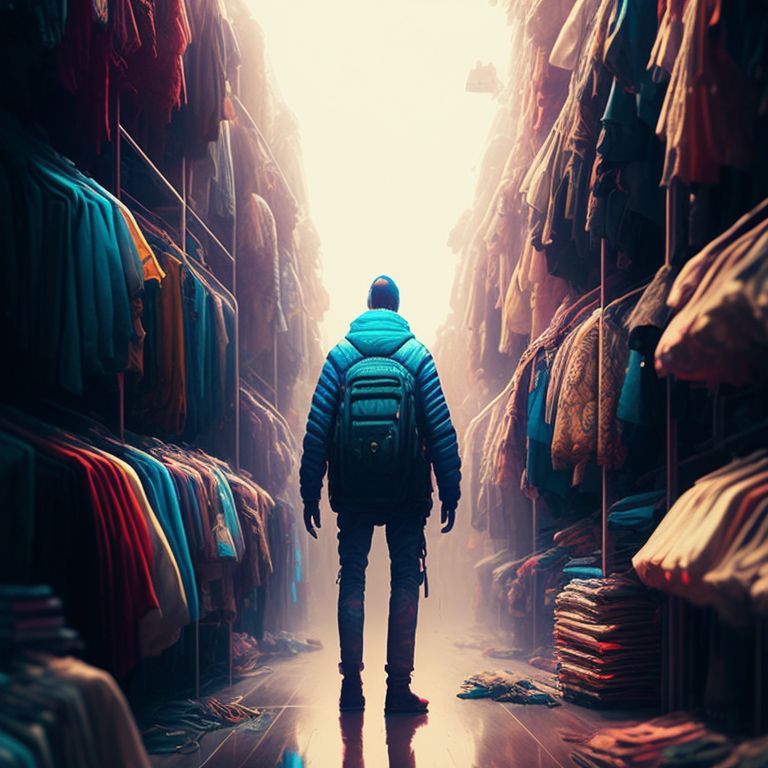 chilly-wren508: a man going through an infinite rack of clothes