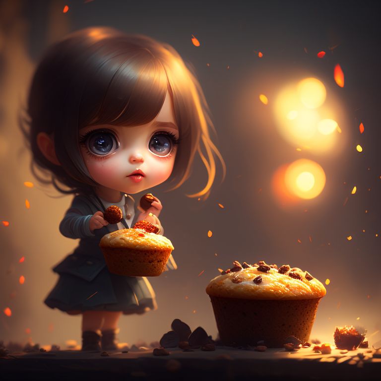 Chibi Eating Cupcake