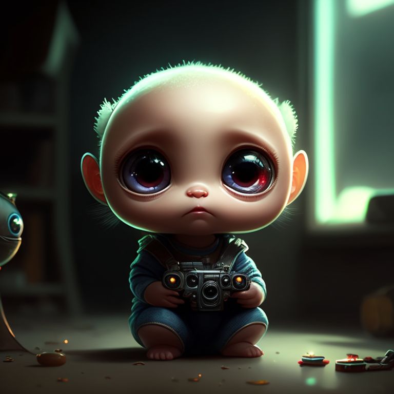 Cute Cartoon Aliens With Big Eyes