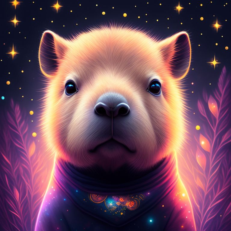 yeapea: adorable capybara in starry night wearing cute eyeglasses and a ...