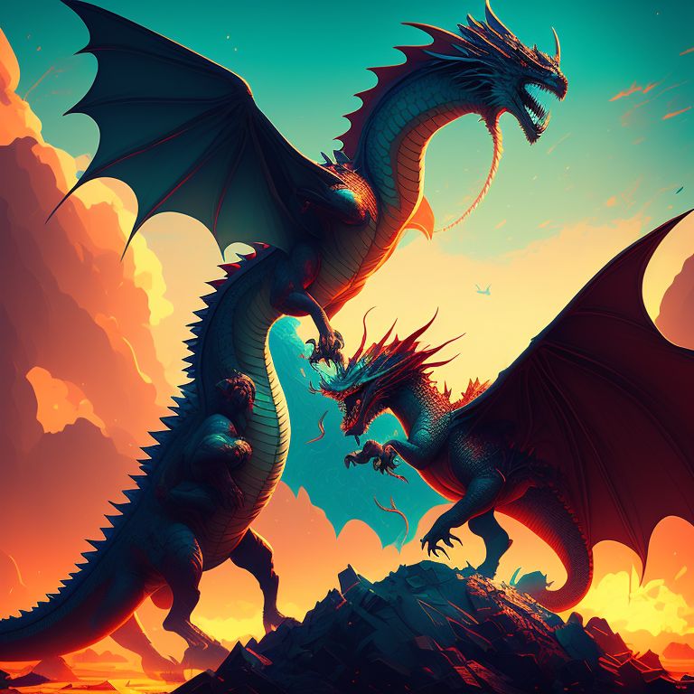 Fire And Water Dragon Fighting