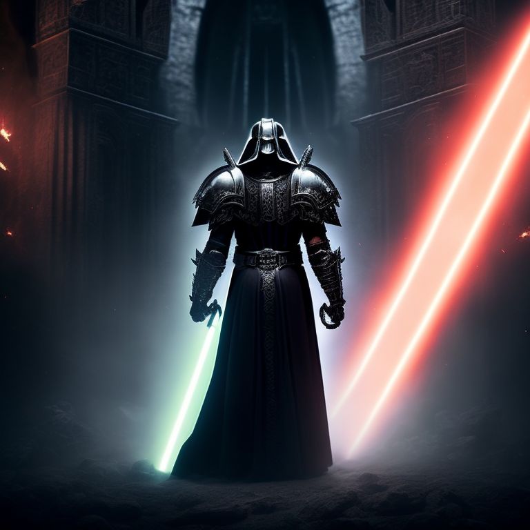 hadesg: Diablo III style, epic pose, Darth Vader, ruined monastery ...