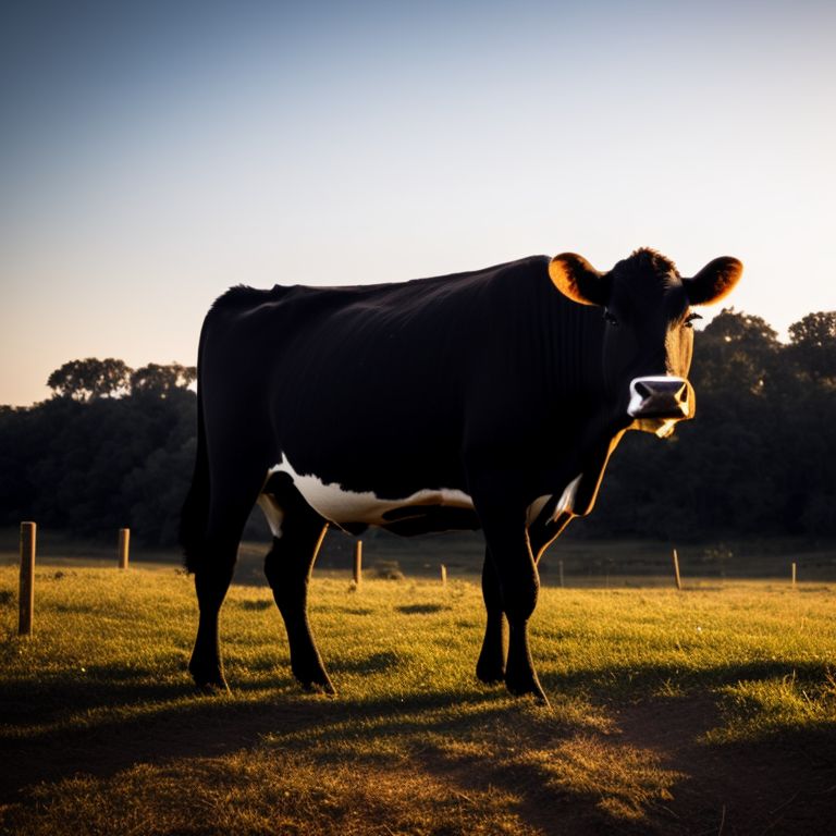 linhtrieu: wide shot of black cow on pasture, do not crop cow