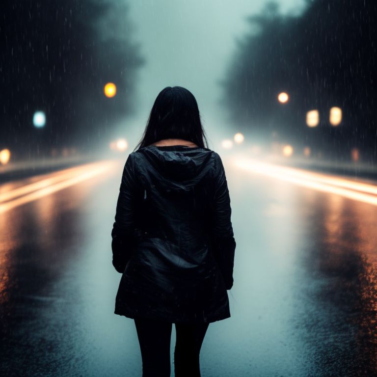 Sad Crying Girl Alone In Rain