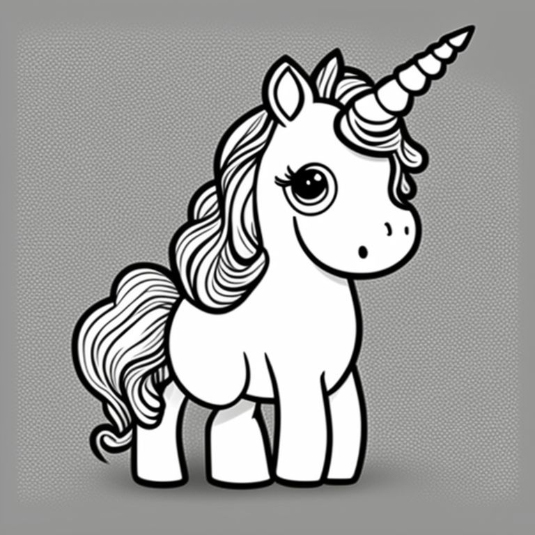 Cute Unicorn Clipart Black And White