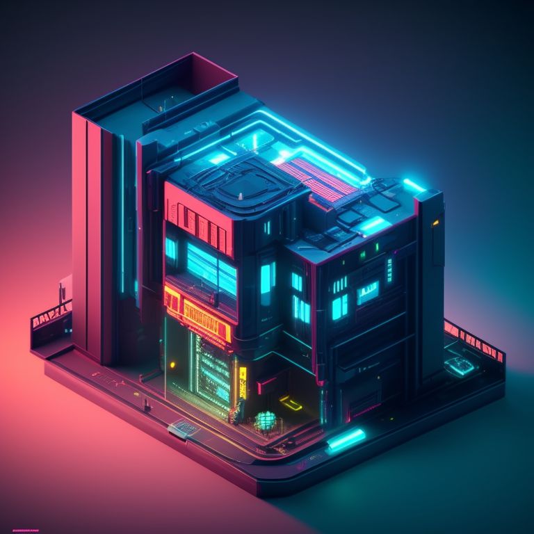 ugly-badger932: cyberpunk building, isometric, sci fi, 8k, 3d render, neon