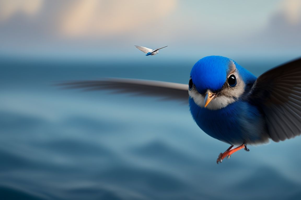 Small Blue Birds In Flight