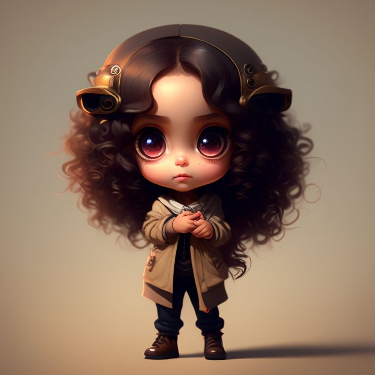 Chibi With Brown Curly Hair