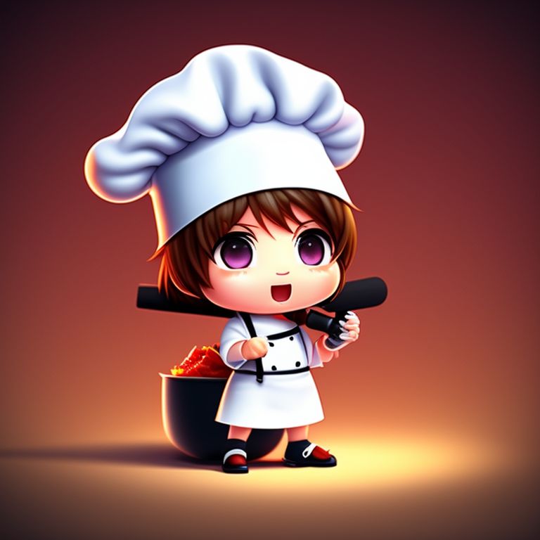 pink-loris576: Cute chibi chef holding a microphone