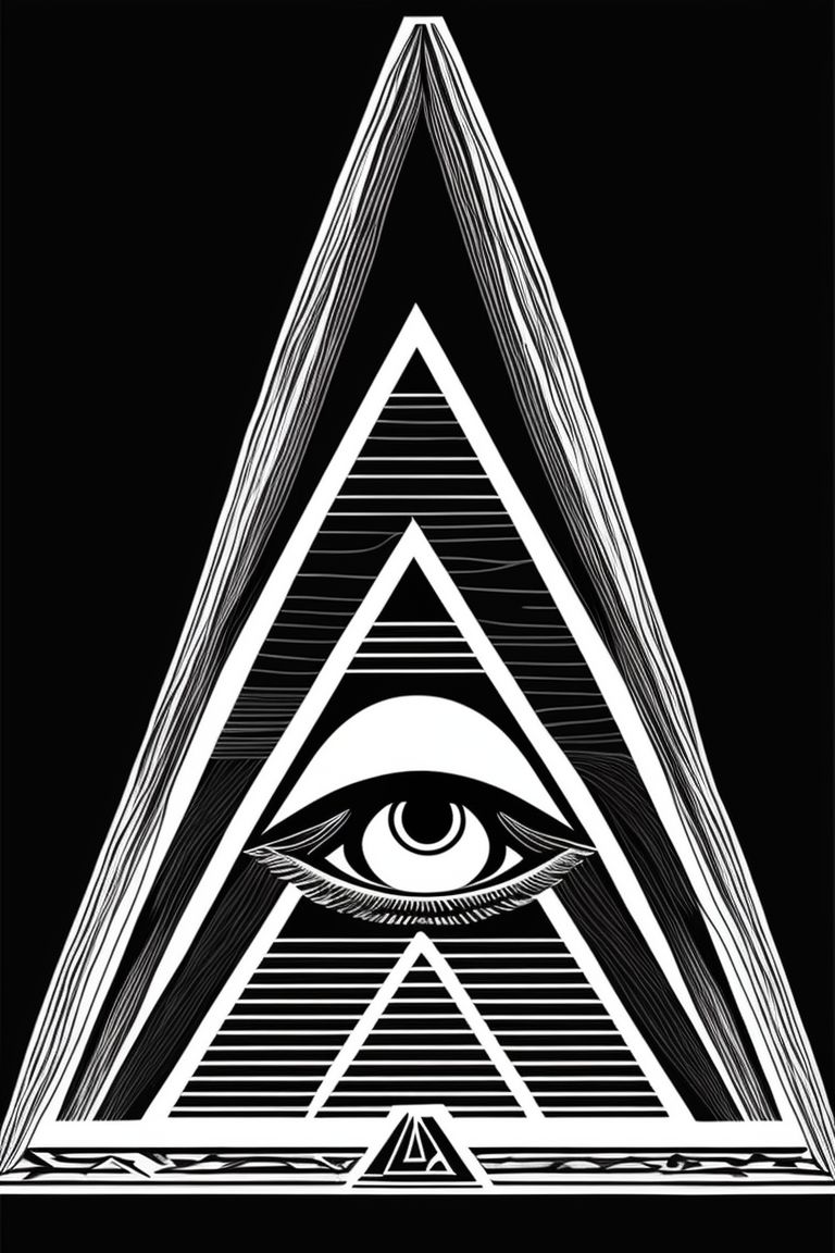 All Seeing Eye Pyramid Black And White