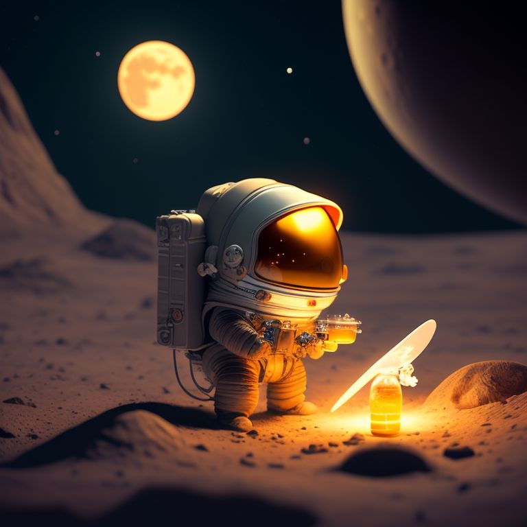 Astronaut On Moon Drinking