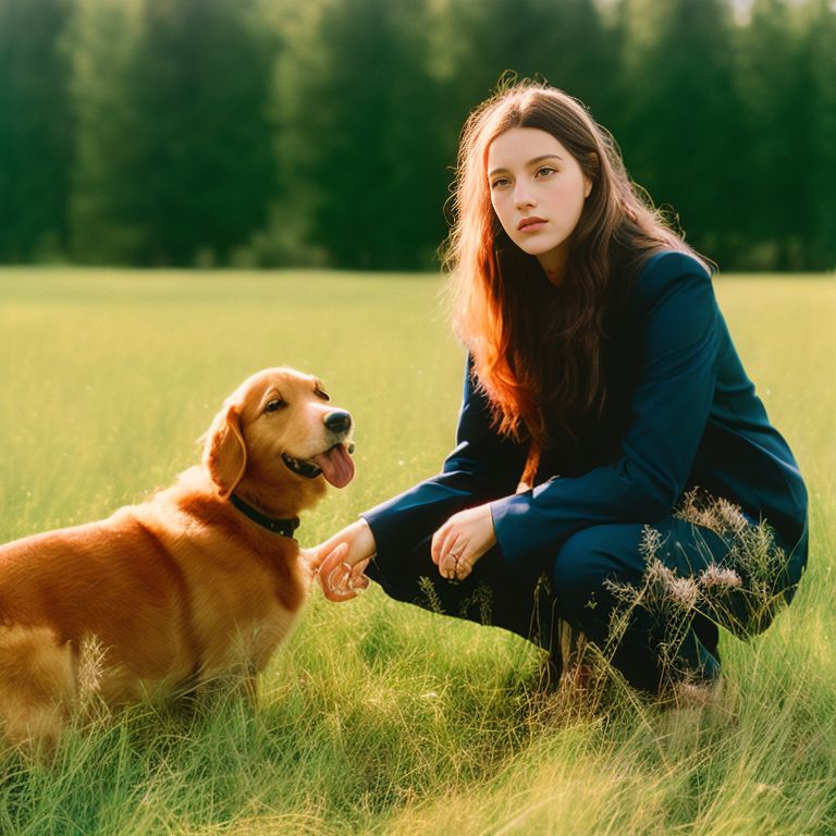 big-okapi894: a girl and a dog in the field