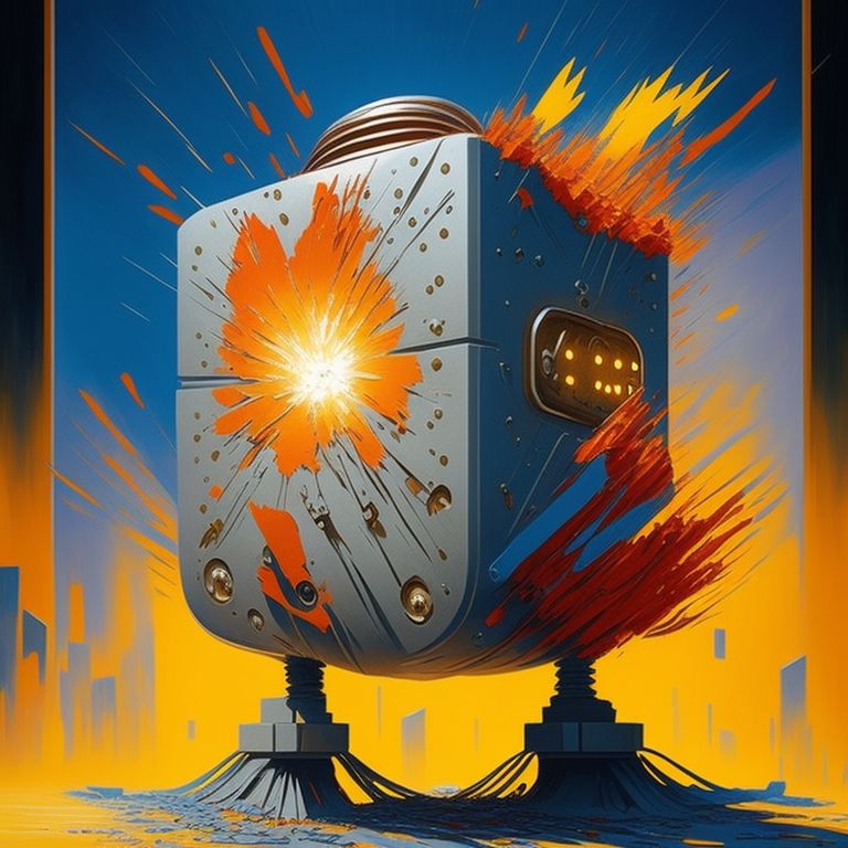 KOPF-KI-NO: angry ((toaster)), bipedal robot, Tetradic colors