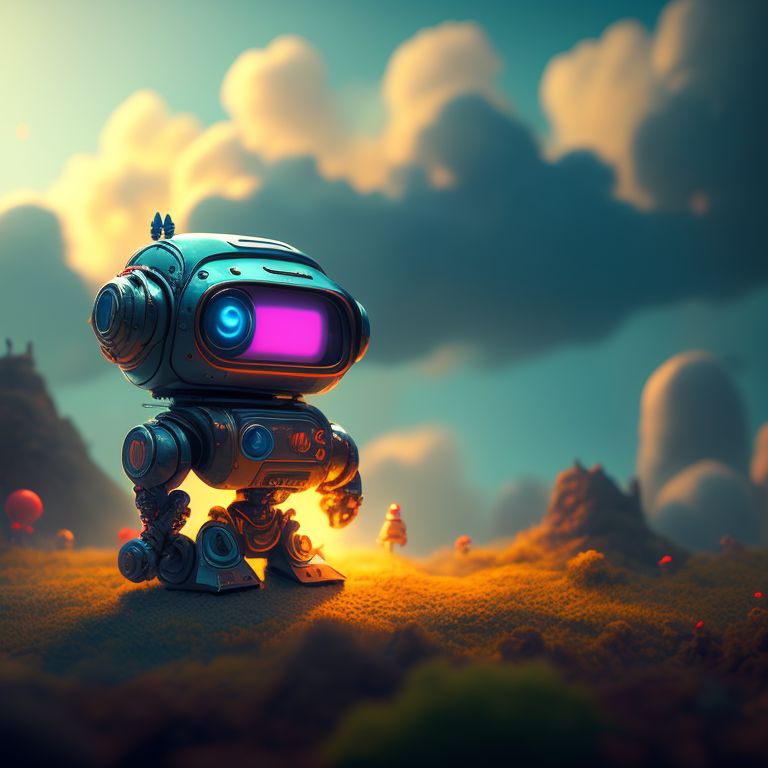 Neon Robots Wallpaper