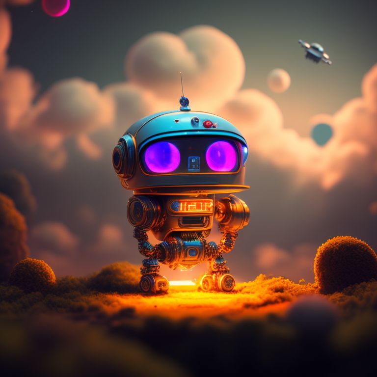 Neon Robots Wallpaper