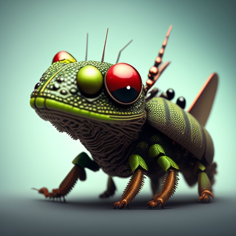 weepy-grouse753: illustrated grasshopper monster with patches of grass ...