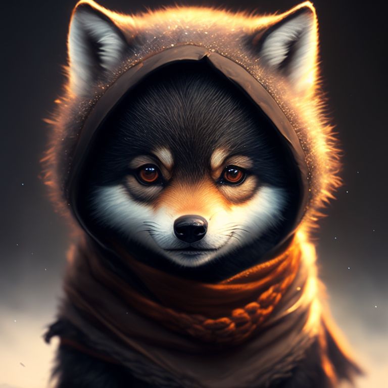 tinycreator84: very cute tiny, baby wolf with a scarf, rim lighting ...