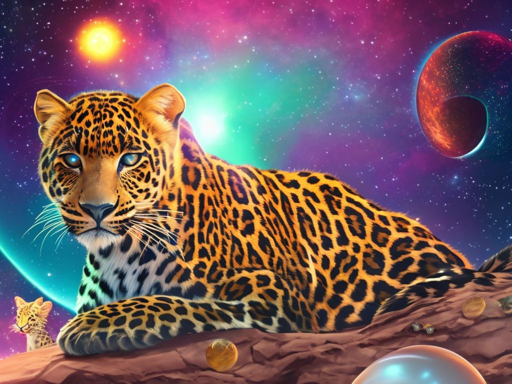 wooden-rook184: baby leopard from space with distant planets in the ...