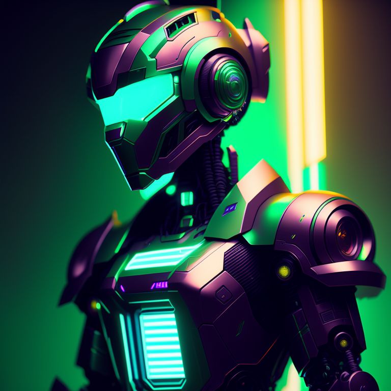 ragazzeit: Full body. Vaporwave anthropomorpic Green Robot