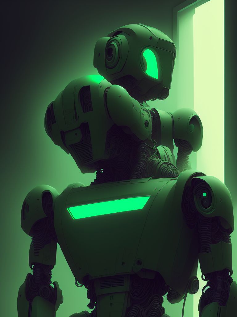 ragazzeit: Full body. Vaporwave anthropomorpic Green Robot