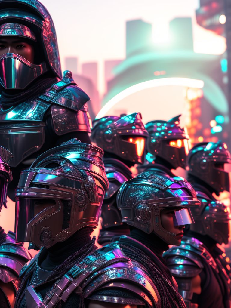 prickly-worm491: Vaporwave warriors with human face masks for a Graphic ...