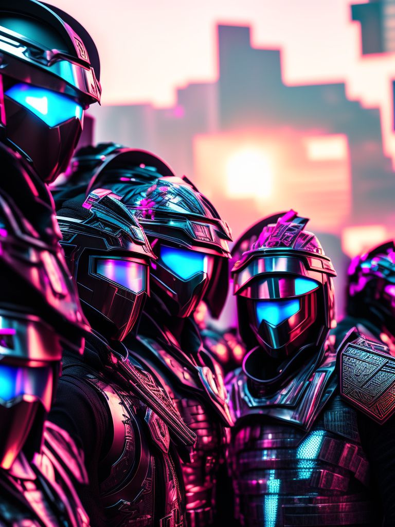 prickly-worm491: Vaporwave warriors with human face masks for a Graphic ...