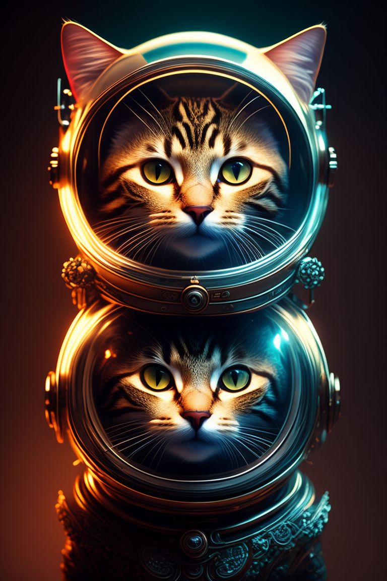 Cat Head Floating In Space