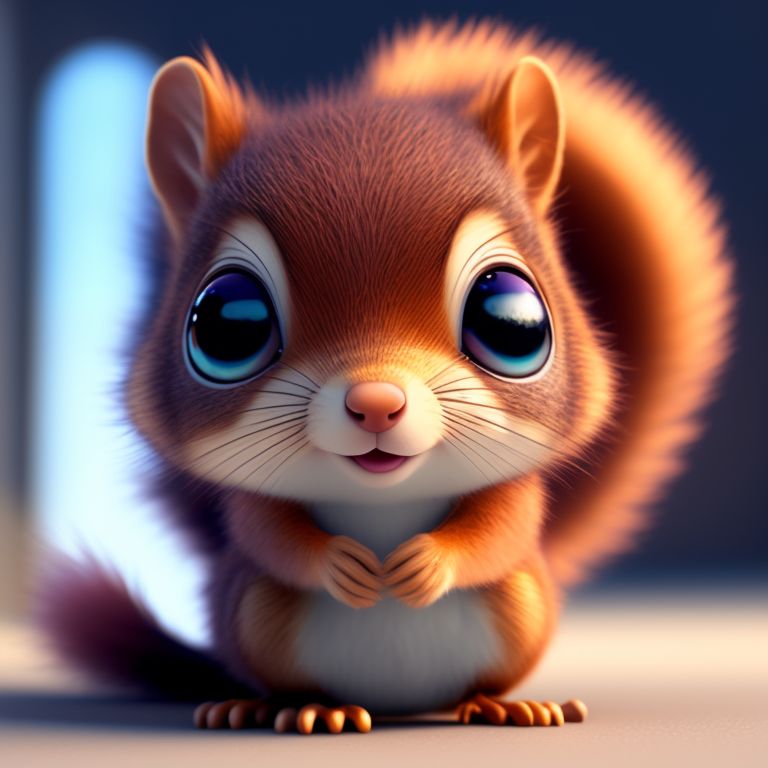 Cute Cartoon Squirrel With Big Eyes