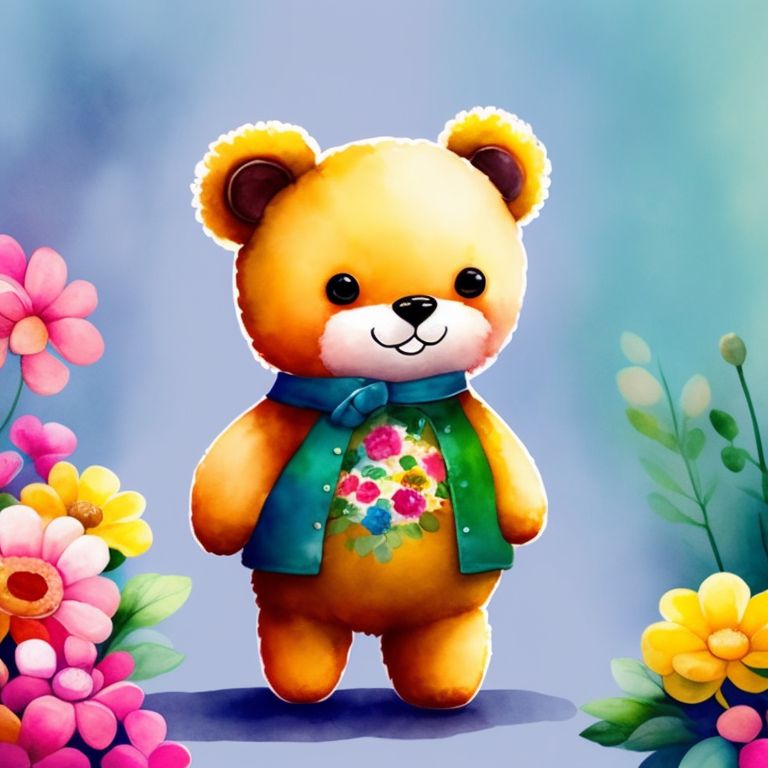 Addison: A Teddy Bear Walking Walking In A Beautiful Garden With Yellow ...