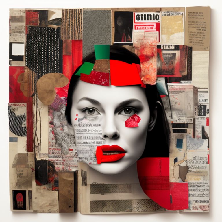 unripe-cat247: A collage of a woman FACE with red mouth