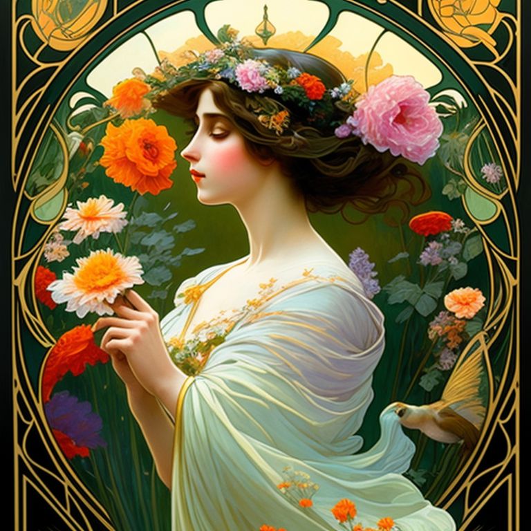 Art Nouveau Mucha Flowers