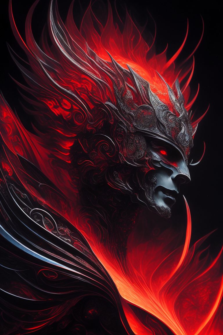 KOPF-KI-NO: Underworld, highly detailed closeup face of Lucifer ...