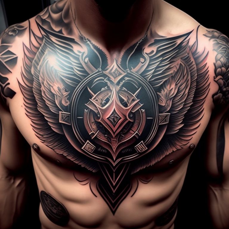 Demon Wing Chest Tattoo